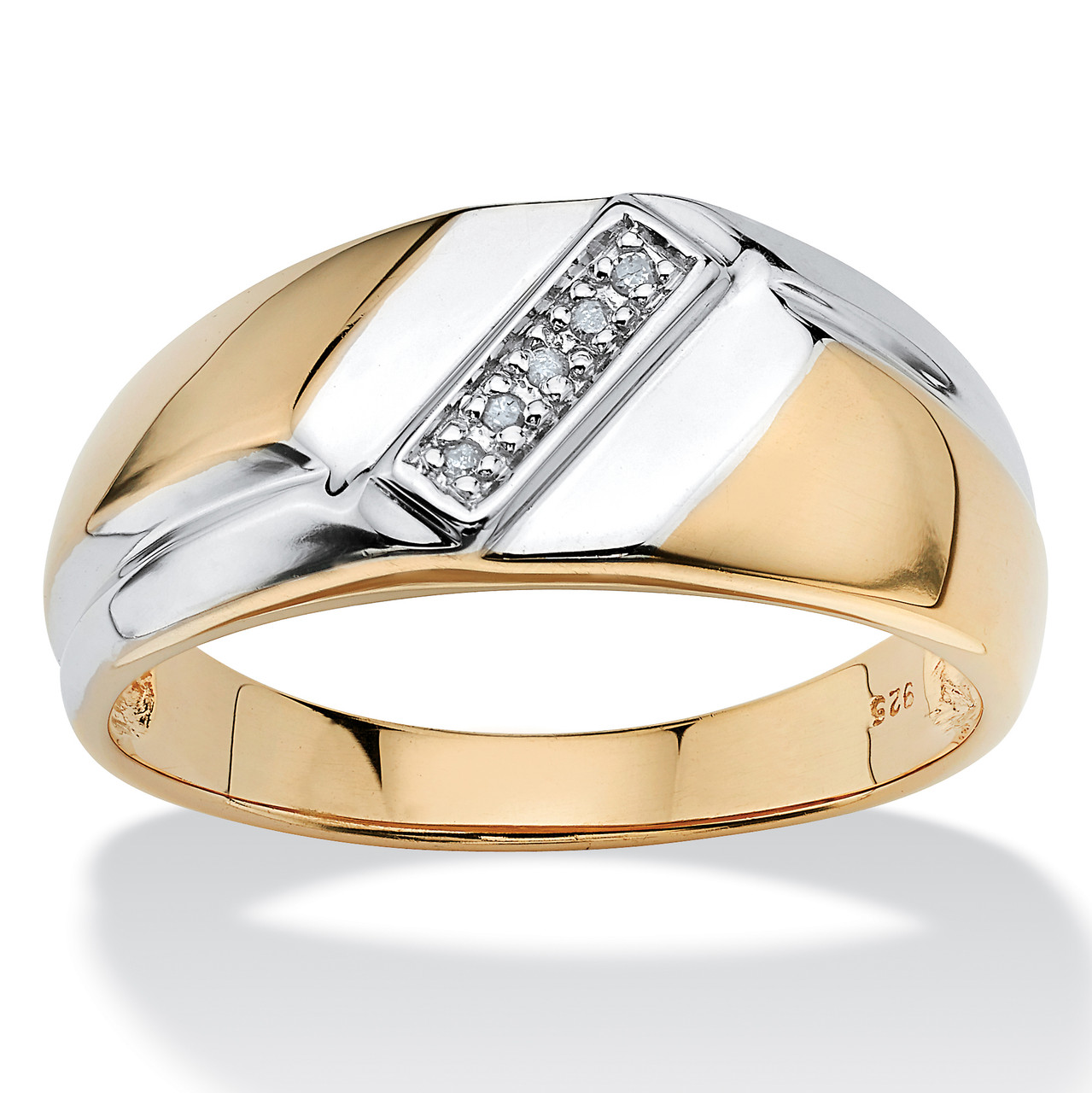 Men's Diamond Accent Two-Tone 18k Gold-plated Sterling Silver Diagonal ...