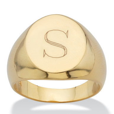 Men's Oval Personalized Monogrammed Initial Ring in Gold-Plated ...