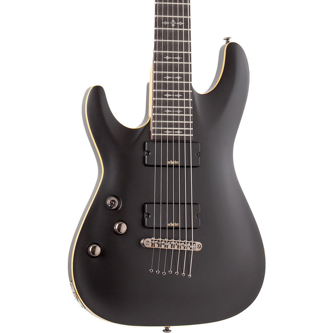 Schecter Left-Handed Demon 7 string All Black Satin Electric Guitar at ...