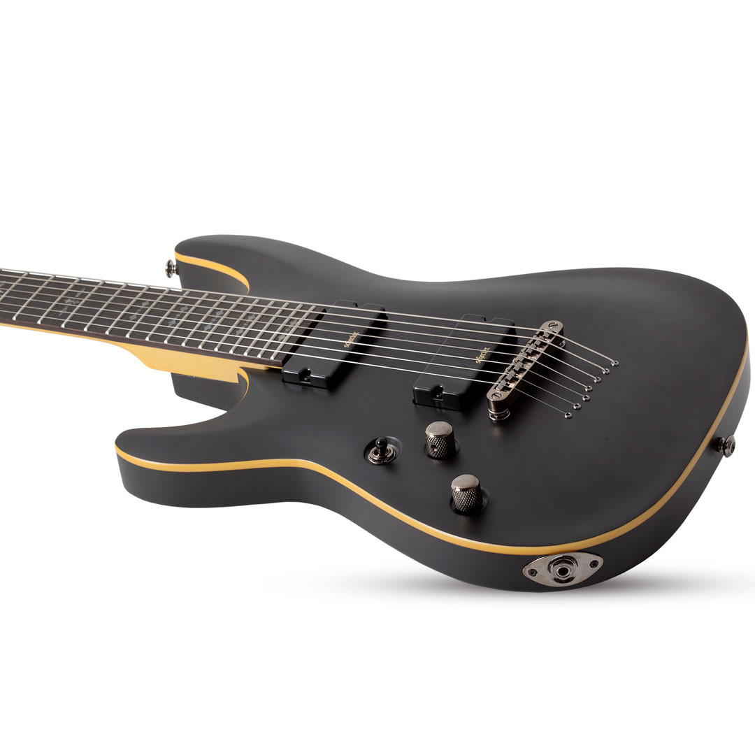 Schecter Left-Handed Demon 7 string All Black Satin Electric Guitar at ...