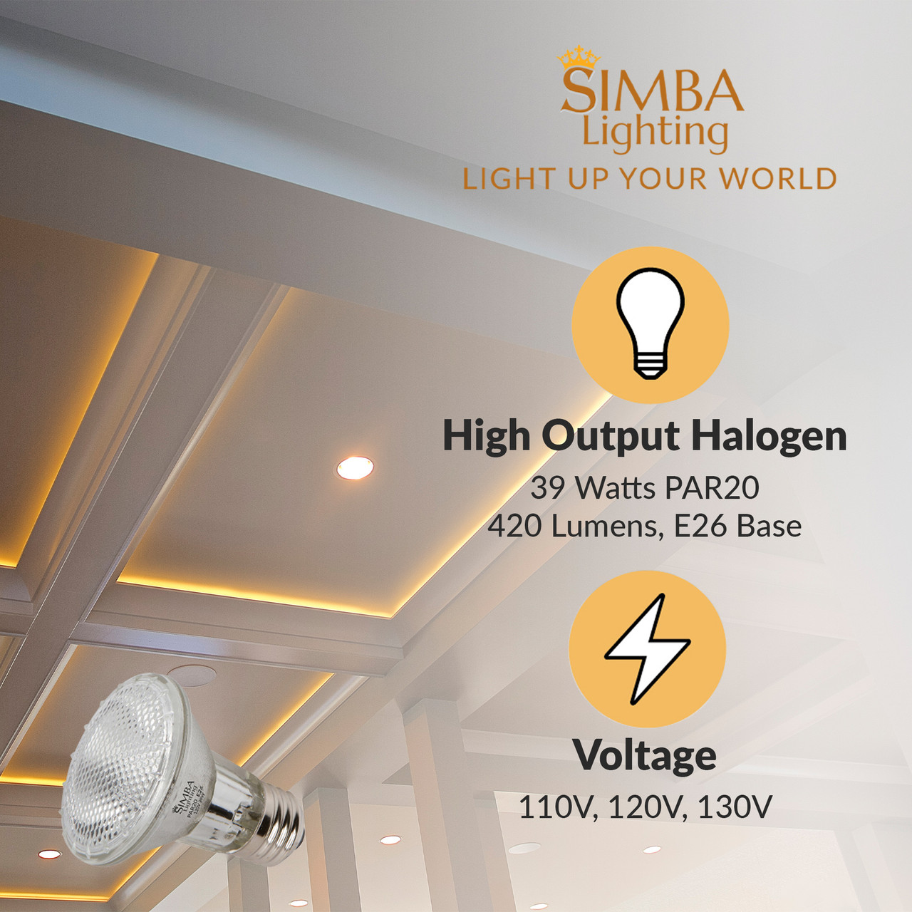 Simba Lighting® Halogen PAR20 39W Spotlight, 120V E26 Base, 2700K Warm ...