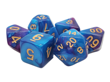 Old School 7 Piece DnD RPG Dice Set: Vorpal - Teal & Lavender w/ Gold ...