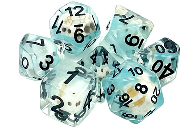 Old School 7 Piece DnD RPG Dice Set: Infused - Skull w/ Blue - Old ...