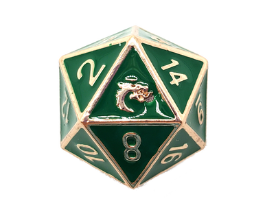 Old School DnD RPG Metal D20: Elven Forged - Green & Gold - Old School ...