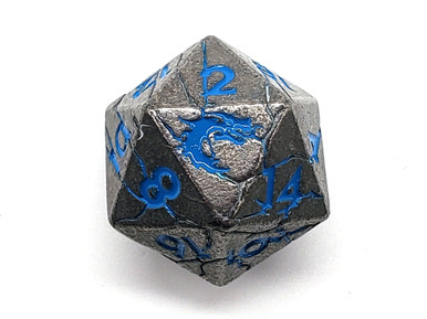 Old School DnD RPG Metal D20: Orc Forged - Ancient Silver w/ Blue - Old ...