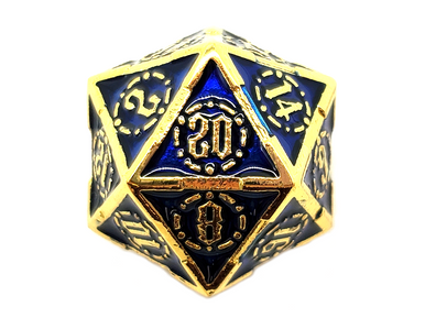 Old School 22mm D20 Metal Die: Knights of the Round Table - Blue w ...