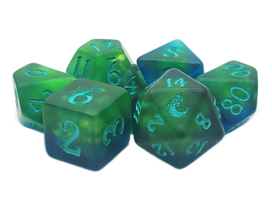 Old School 7 Piece DnD RPG Dice Set: Infused - Frosted Firefly - Green ...