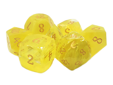 Old School Dice: Gemstone 7-Piece Set - Diamond Cut - Yellow Aurora ...