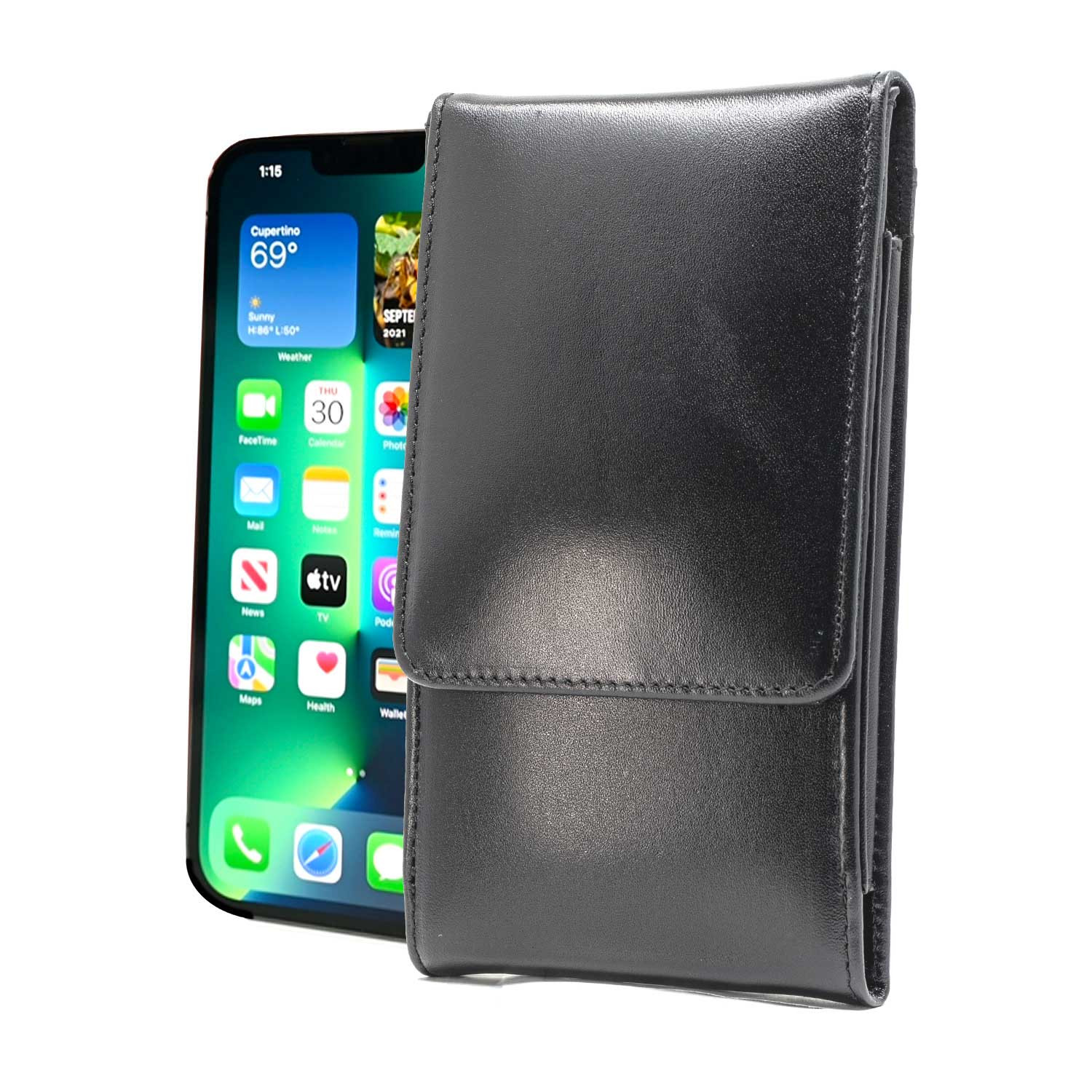 Black Leather Cell Phone Case - Sneaky Pete Holsters Inc