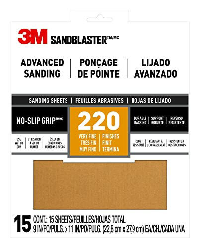 SandBlaster 30220ES-15-G 3M Sandpaper, Gold Sheets - Hartmann Variety