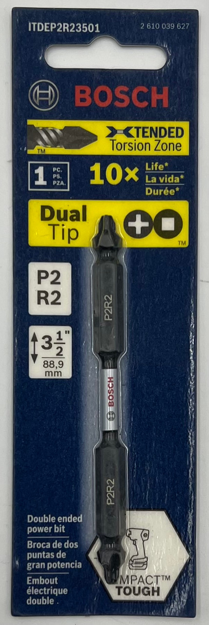 BOSCH ITDEP2R23501 3.5 In. Phillips/Square #2 Double-Ended Impact Tough ...