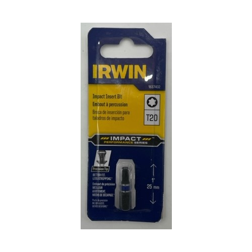 Irwin 1837402 T20 Torx Impact Insert Bit 1 inch - 1 pack - Hartmann Variety