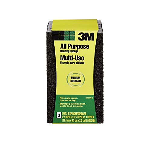 3M (CP002-3PK-LG) Medium General Purpose Sanding Sponge (1 Pack with 3 ...