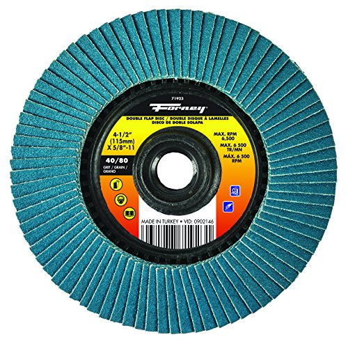 Forney 71923 4 1/2" Double-Sided Flap Disc, 40/80 Grits - Hartmann Variety