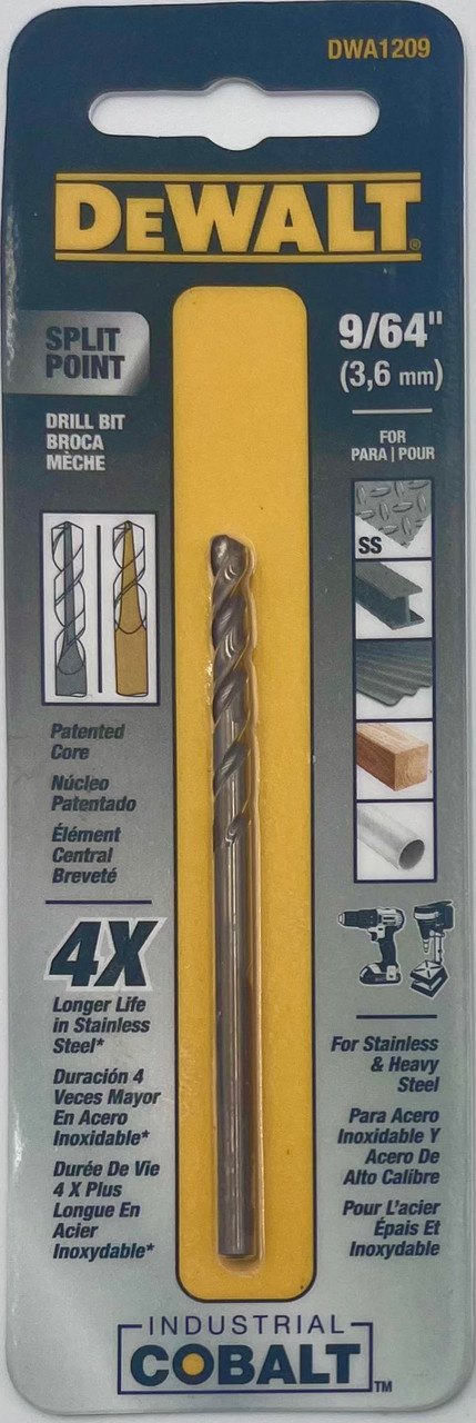 DeWalt DWA1209 Split Point Cobalt Drill Bit 9/64 in - Hartmann Variety