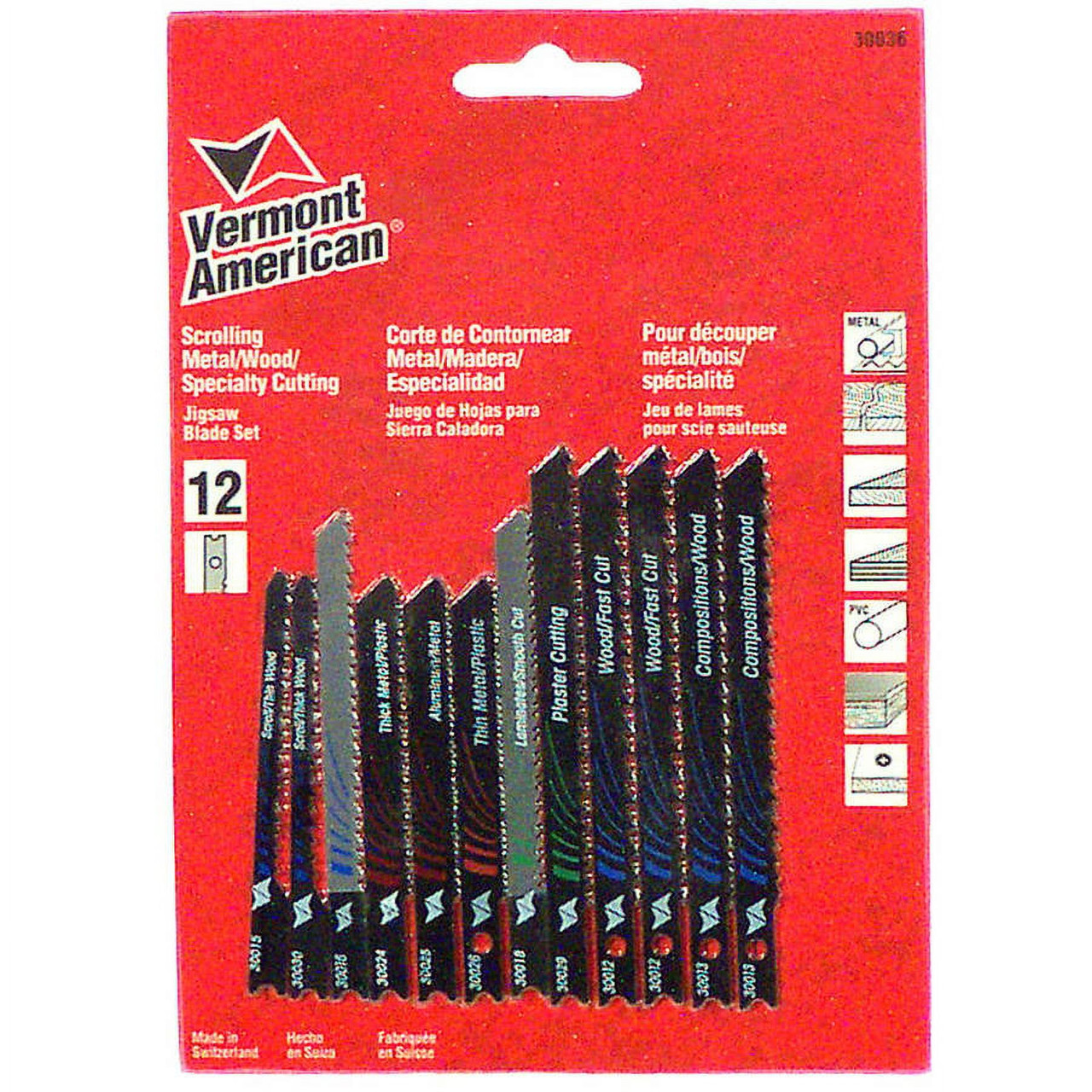 Vermont American 30036 12-Piece Assorted U-Shank Jig Saw Blade Set ...