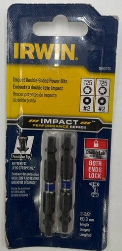 Irwin 1892015 Double End Torx T25 x #2 Square Impact Power Insert Bits ...