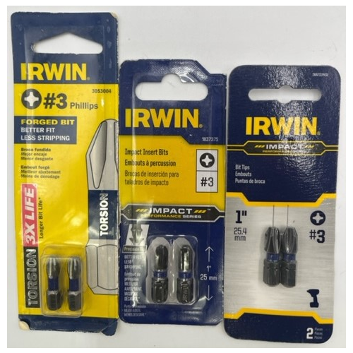 Irwin IWAF31PH32 #3 Phillips Impact Insert Bits 1 inch - 2 Pack ...