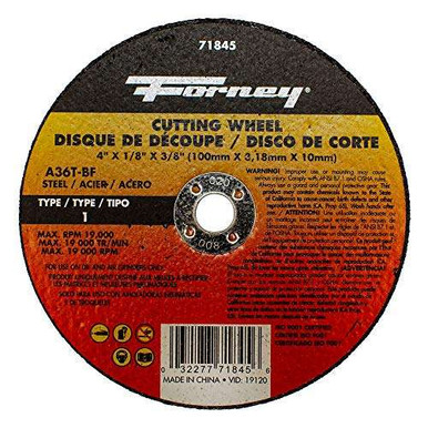 Forney 71845 Cut-Off Wheel with 3/8-Inch Arbor, Metal Type 1, A36T-BF ...