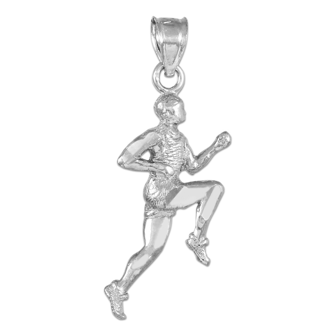 White Gold Runner Sports Pendant Necklace | Gold Runner Necklace