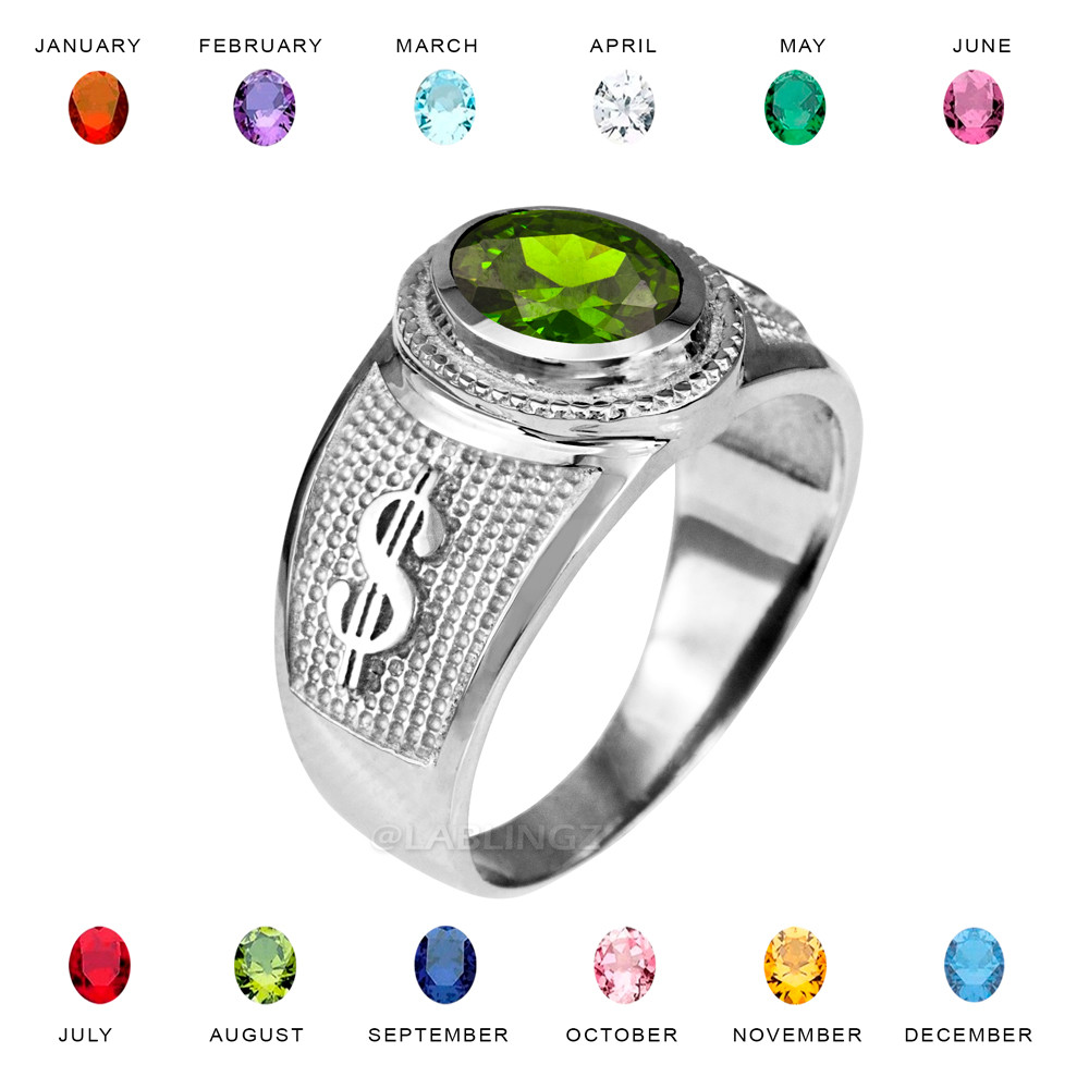 Sterling Silver Cash Money Dollar CZ Birthstone Ring