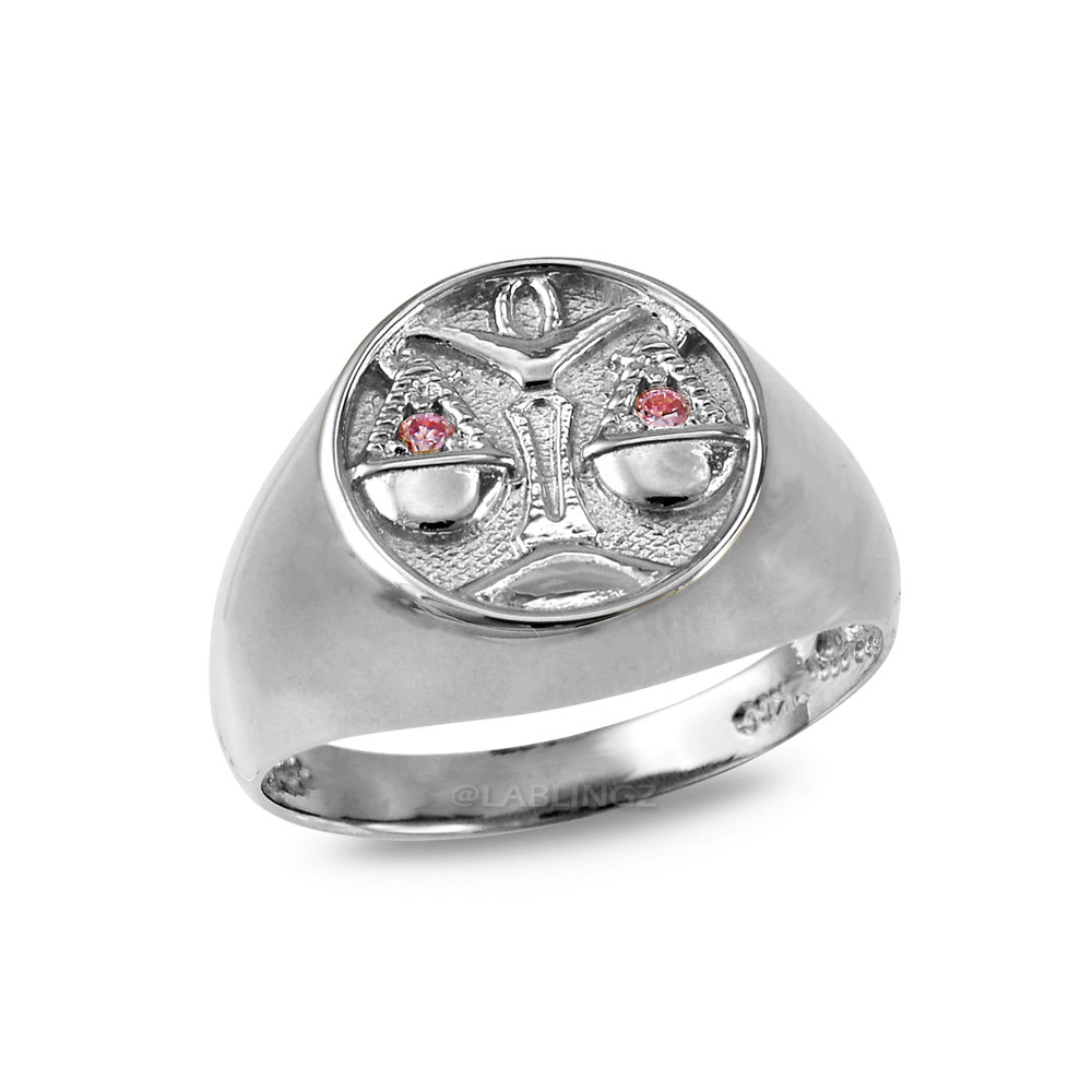 White Gold Genuine Birthstone Zodiac Ring