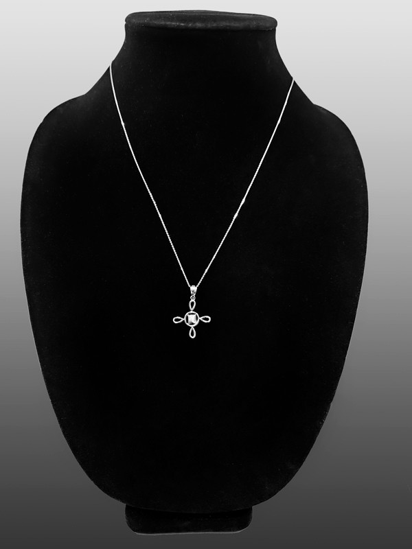 White Gold Adinkra SunSum African Pendant Necklace