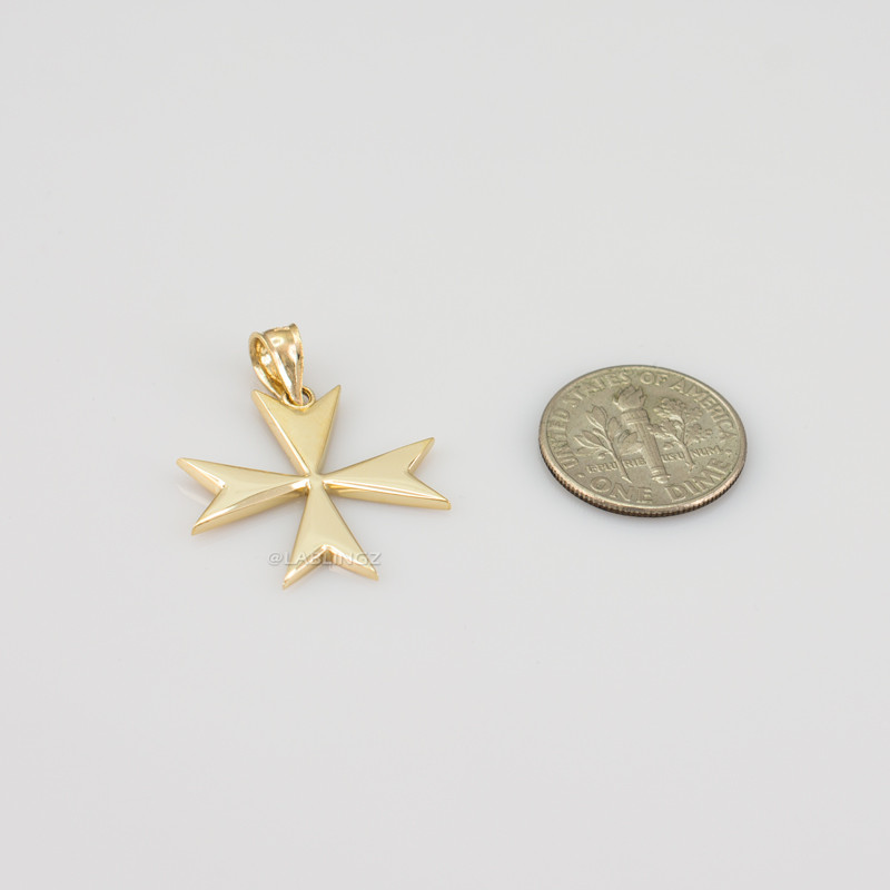 Gold Maltese Cross Necklace | Polished Cross Pendant Jewelry