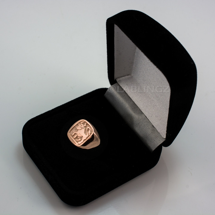 Polished Rose Gold Taurus (Bull) Men's Zodiac Sign Ring