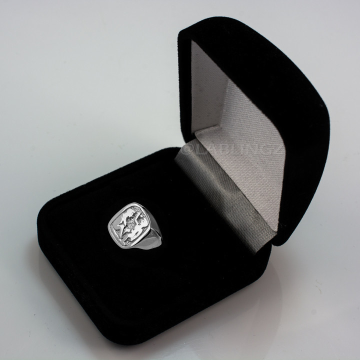 White Gold Gemini (Twins) Men's Zodiac Sign Ring