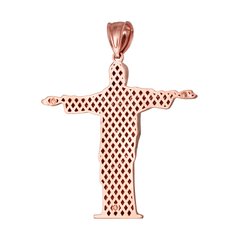 Rose Gold Jesus Face Cuban Link Crown Polished Pendant