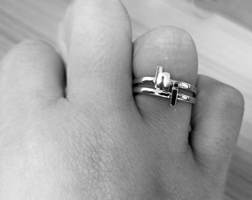 Sterling Silver Initial Letter V Stackable Ring