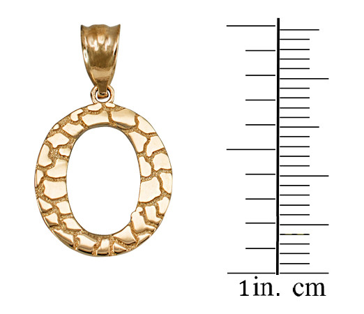 Yellow Gold Nugget Initial Letter "O" Pendant Necklace