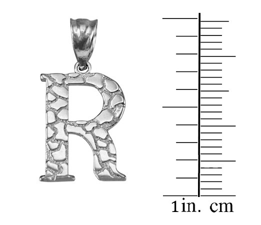 Sterling Silver Nugget Initial Letter "R" Pendant Necklace