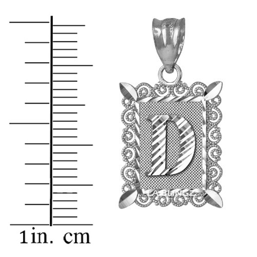 Sterling Silver Filigree Alphabet Initial Letter "D" DC Charm Necklace