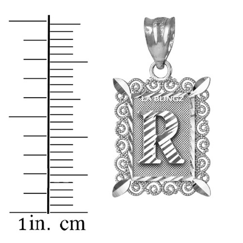 Sterling Silver Filigree Alphabet Initial Letter "R" DC Charm Necklace