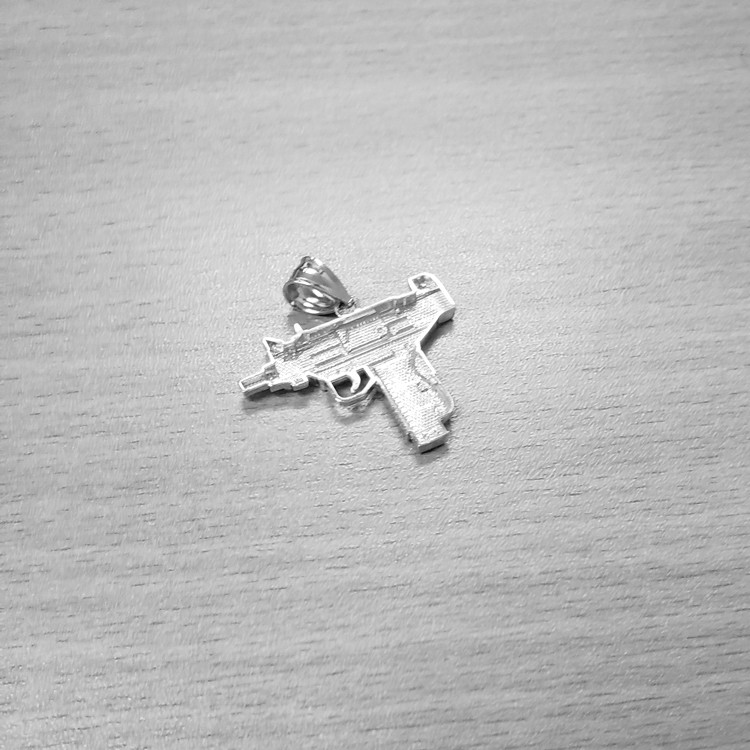 Sterling Silver Uzi Submachine Gun Pendant