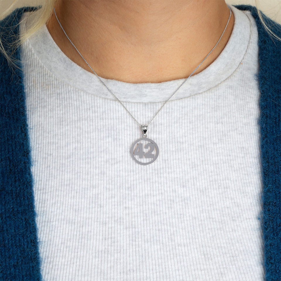 Sterling Silver Personalized Jersey Number Sports Circle Pendant Necklace