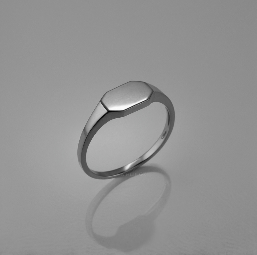 Sterling Silver Octagon Signet Pinky Ring | LA Blingz