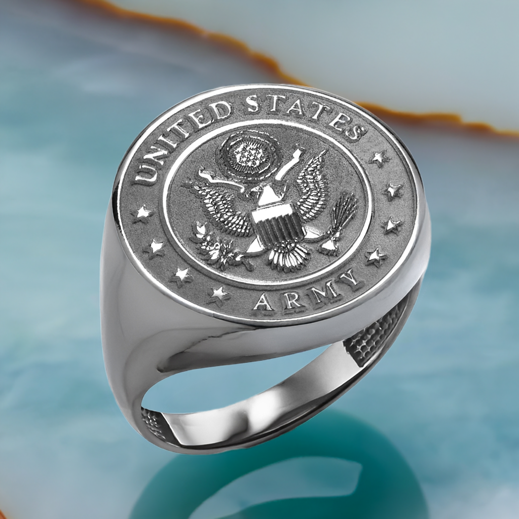 Sterling Silver U.S. Army Satin Signet Ring – Military Tribute Men's ...