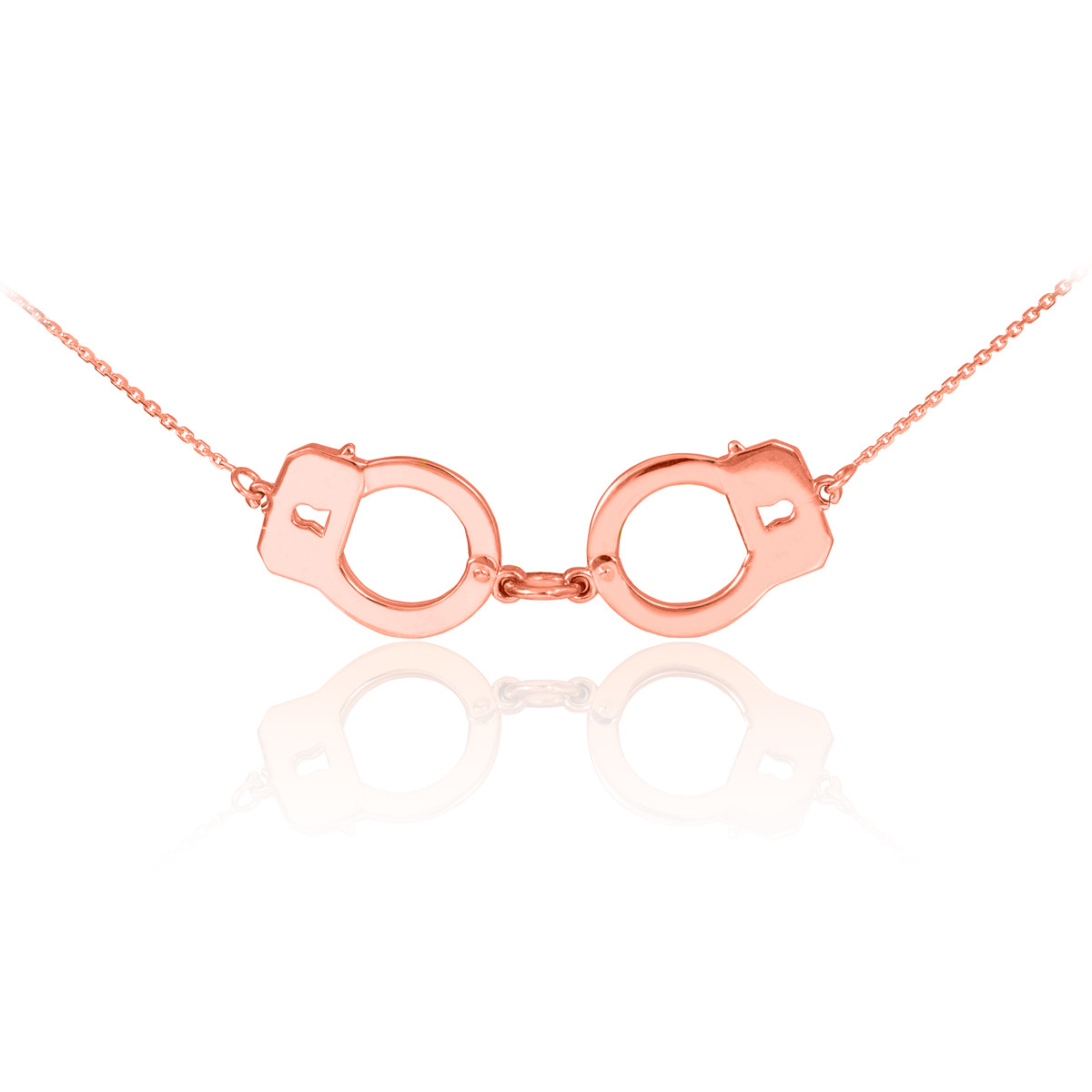 Handcuffs Necklace | Rose Gold Handcuffs Necklace | 14k Rose Gold ...