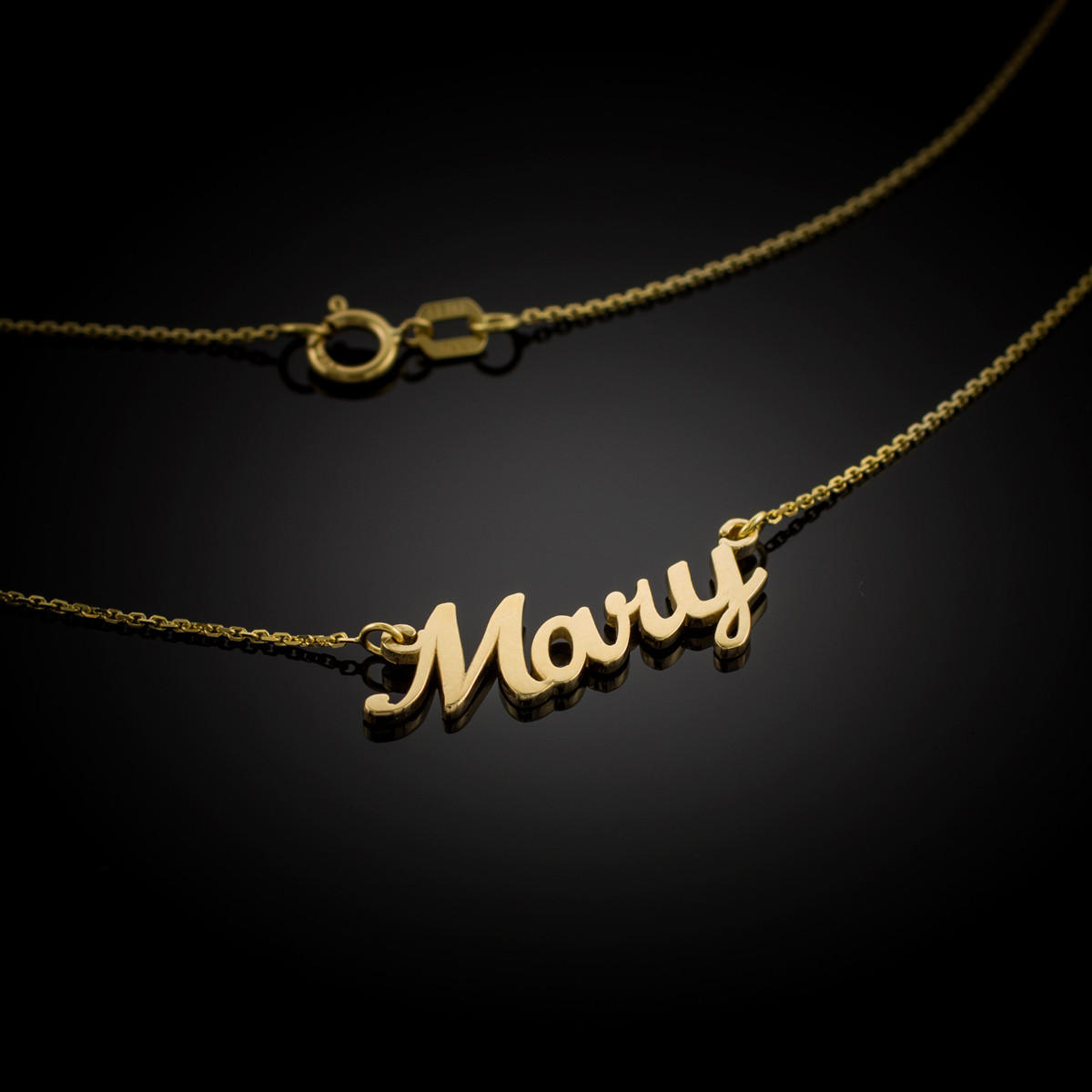 14k Solid Gold Name Script Necklace "Mary"