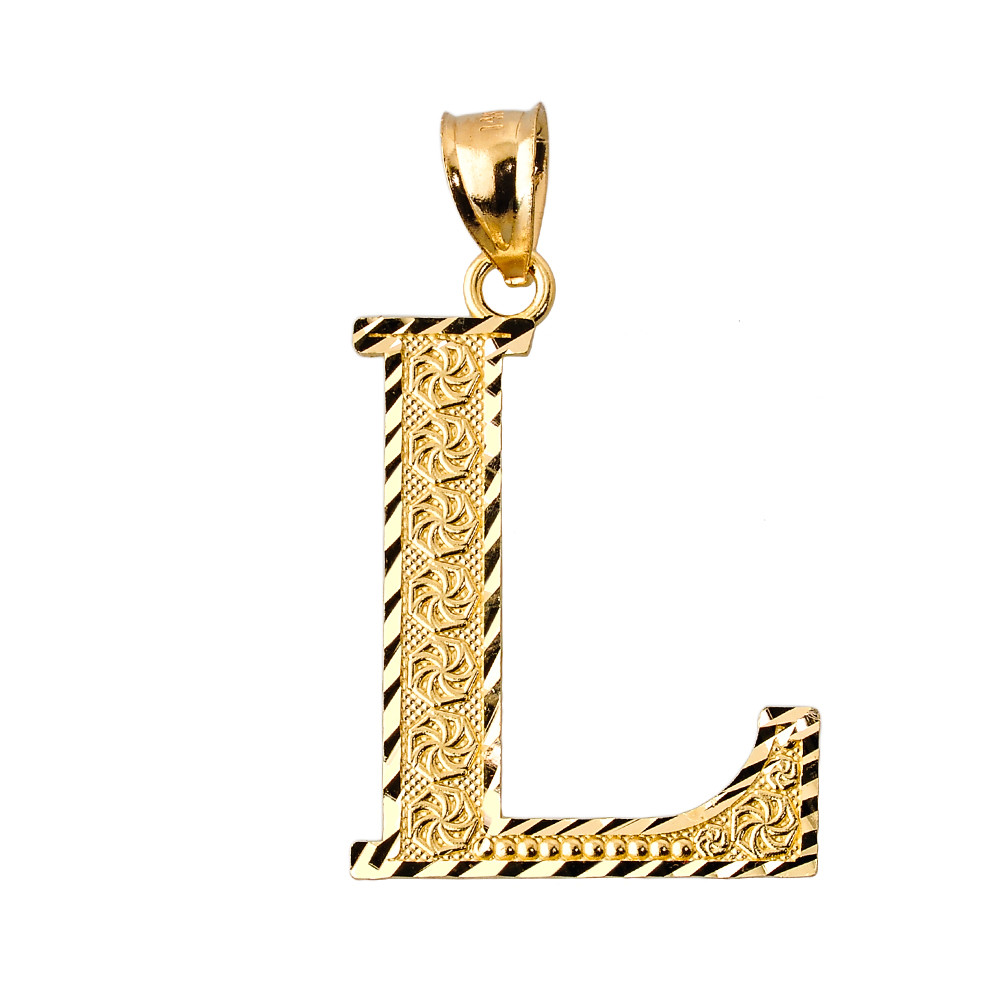 Polished Initial L Gold Charm Pendant