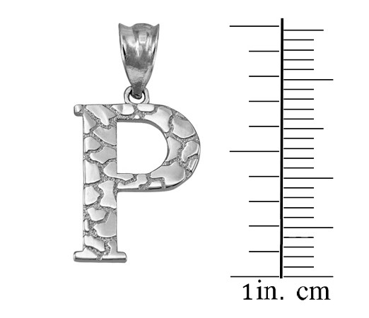 Sterling Silver Nugget Initial Letter "P" Pendant Necklace
