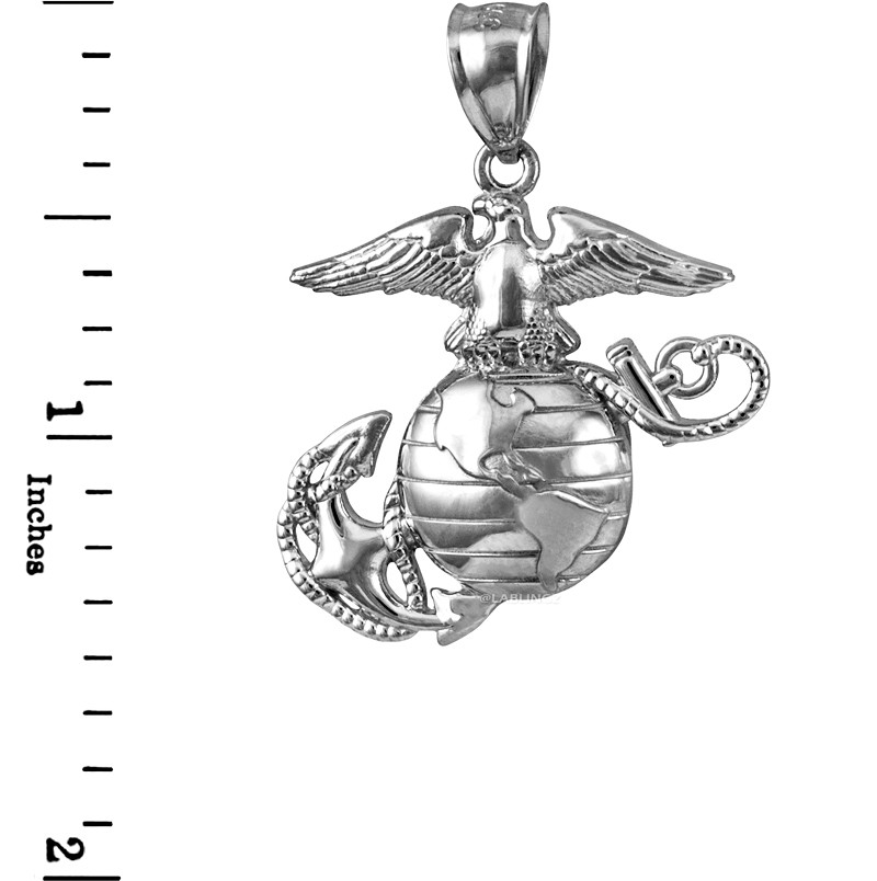 Sterling Silver US Marine Corps USMC Charm Pendant