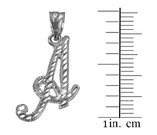 Sterling Silver Sparkle-cut Letter Initial Script Pendant Necklace