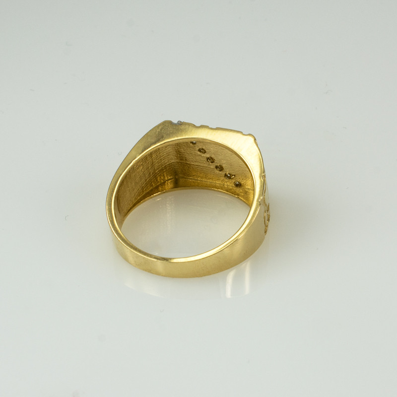 Men's Diamond Accent Rectangle Nugget Ring in Yellow Gold