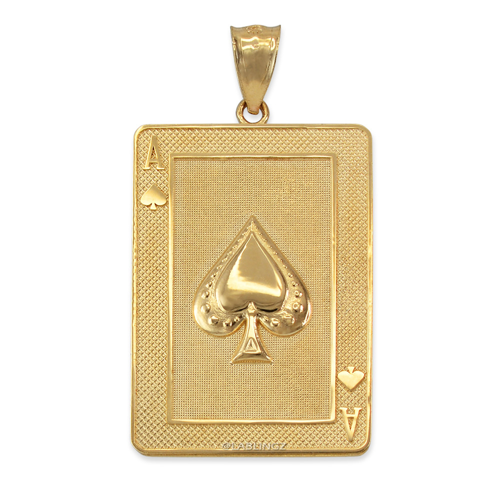 Gold Ace of Spades Poker Card Hip Hop Pendant