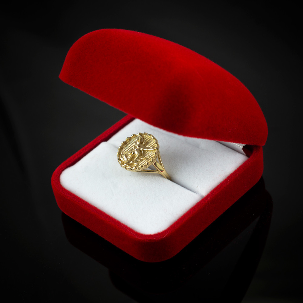 Gold Saint Michael Women's Ring | Divine Guardian Angel Jewelry