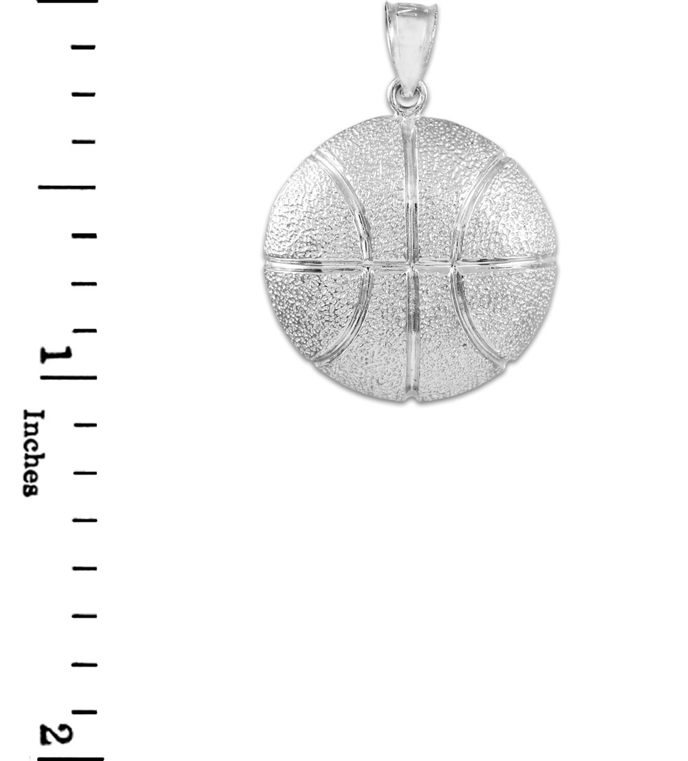 Sterling Silver Basketball Sports Pendant